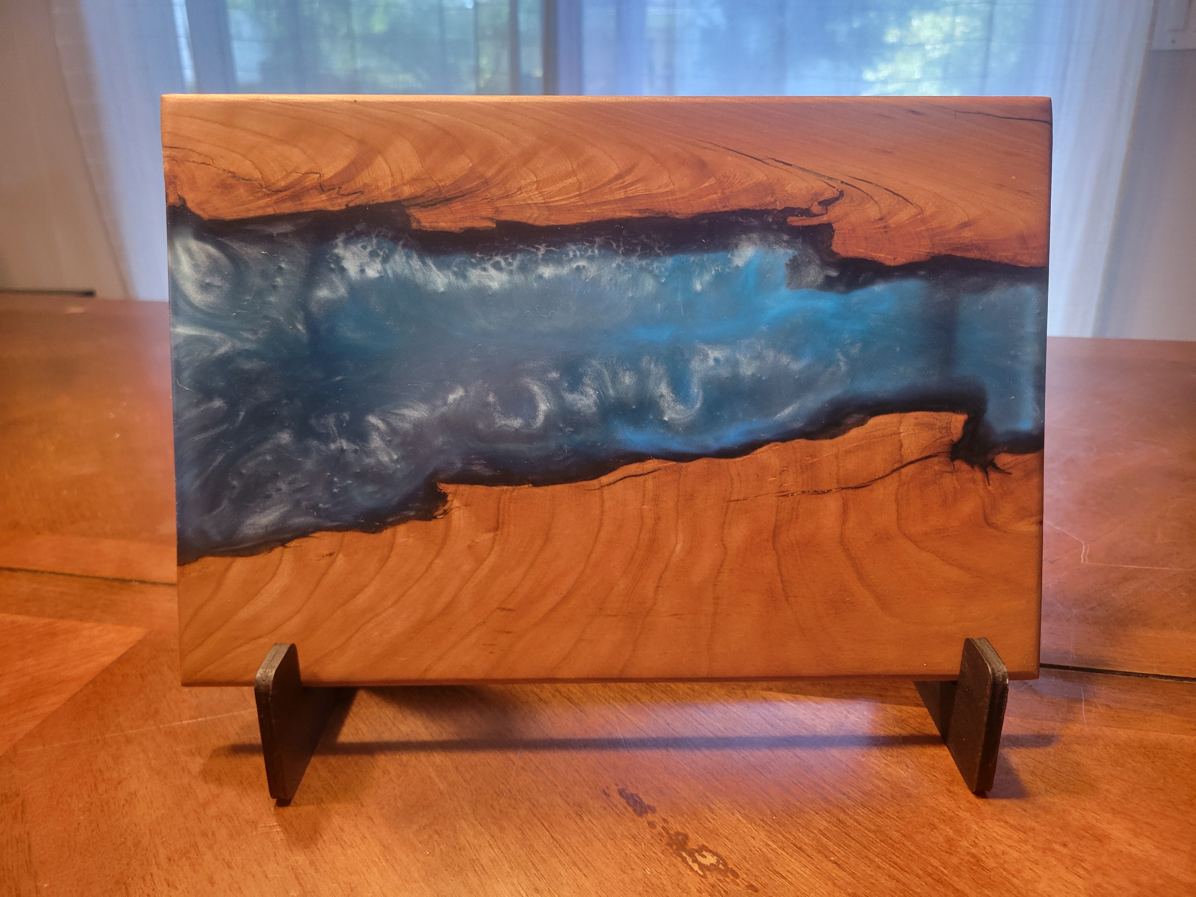 Live Edge Cherry with Blue Epoxy River – Ron Fuhrer Designs